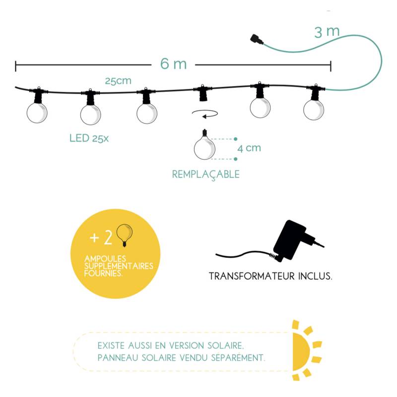 Multicolored Circus Guinguette string light - 6m